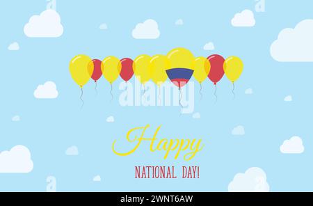 Colombia Independence Day Sparkling Patriotic Poster. Row of Balloons ...