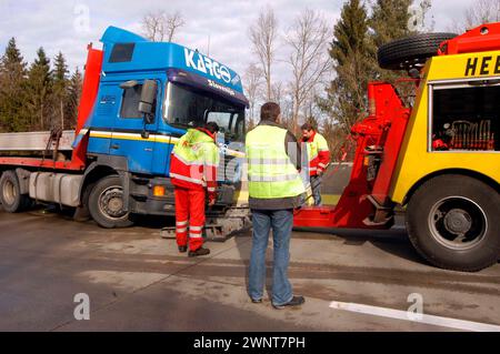 Towing a truck with a towing service after a breakdown Towing a truck ...