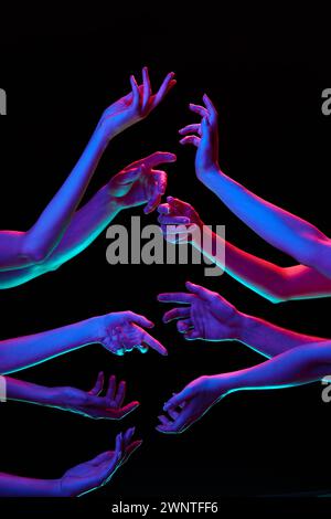 Female arms reaching to each other demonstrating sensitive and ...