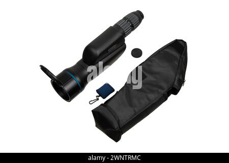 Modern spyglass. Long-range observation device. Monocular isolate on a ...