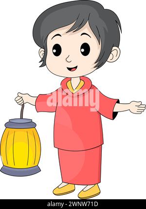 A chinese girl and her beautiful lantern Stock Vector Image & Art - Alamy
