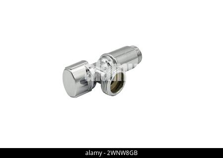 Plumber turning water shut off valve. Copper plumbing pipe with brass ...