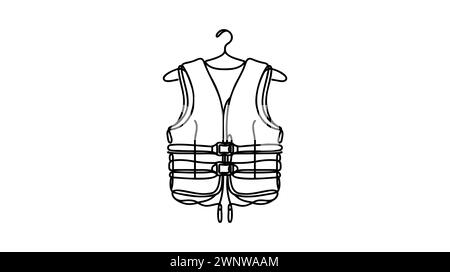 Life Water Jacket One Line Cartoon Doodle - Vector Clip Art, Continuous ...