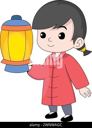 A chinese girl and her beautiful lantern Stock Vector Image & Art - Alamy