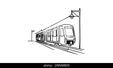 High speed train continuous line vector illustration Stock Vector Image ...