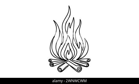 Campfire, one line drawing vector illustration Stock Vector Image & Art ...