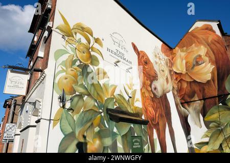 Hereford Herefordshire UK - March 2024 new mural art by muralist Curtis ...