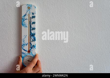 The huge thermometer. measuring instrument. Room temperature concept ...