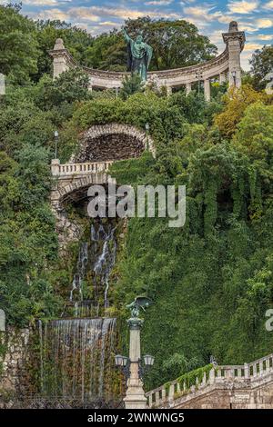 Gellert Monument overlooking Budapest and the river has the bronze ...