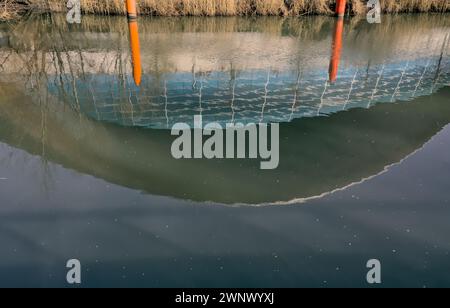 Reflection of London Aquatics the surface of water, Stratford Stock ...