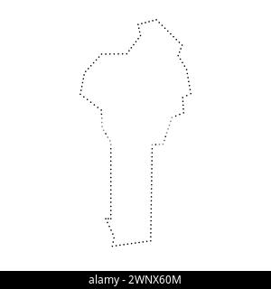 Benin country simplified map. Black broken outline contour on white background. Simple vector ...