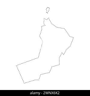 Oman country simplified map. Black broken outline contour on white ...