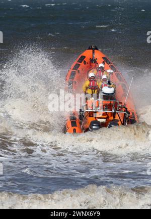 Blackpool RNLI lifeboat is launched into heavy seas Stock Photo - Alamy