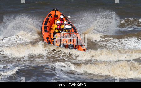 Blackpool RNLI lifeboat is launched into heavy seas Stock Photo - Alamy
