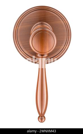 Top view of wooden gavel on white background Stock Photo - Alamy