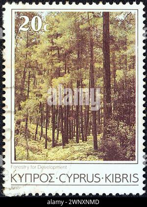 CYPRUS - CIRCA 1985: a stamp printed in the Cyprus shows Cypriot Violin ...