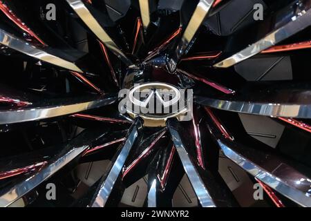 Red and silver design of an Infinity rim, close-up feature Stock Photo ...