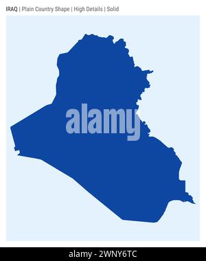 Republic of Iraq plain country map. Medium details. Solid style. Shape ...