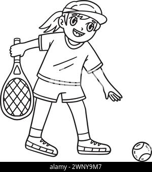 Tennis Female Player Picking a Ball Illustration Stock Vector Image ...
