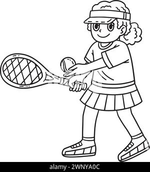 Female Tennis Player Ready to Serve Illustration Stock Vector Image ...