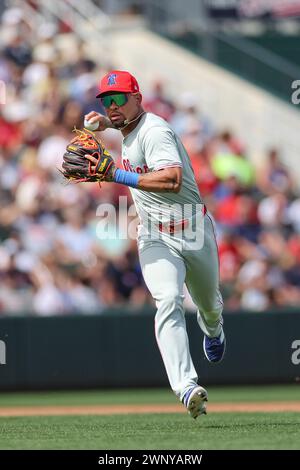 Atlanta Braves catcher Chadwick Tromp sings autographs before a spring ...