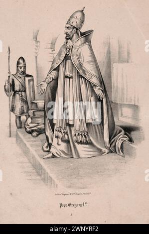 A 18th Century engraving of Pope Gregory I (also known as Saint Gregory ...