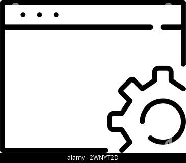 Browser enhancement icon. Web page and cogwheel settings symbol. Pixel ...