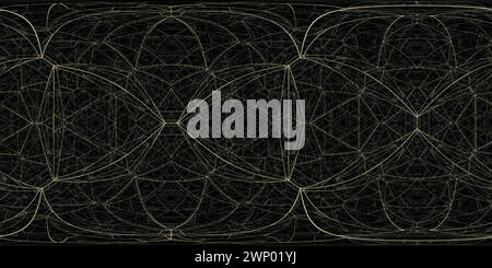 360° view of Futuristic panorama geometric fractal of lines and spheres ...