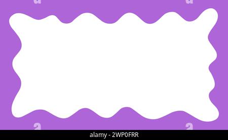 Wave rectangle frame. Doodle scalloped edge border with wavy pattern ...