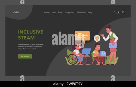 STEAM education. Schoolers gaining knowledge about technologies, science, mathematics and art ...