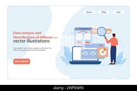Analytical Benchmarking Vector. An analyst scrutinizes data ...