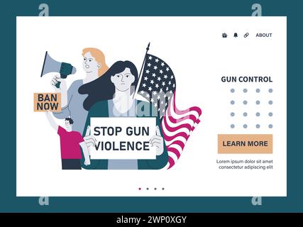 Gun control web or landing set. Second amendment ban. Weapon ...