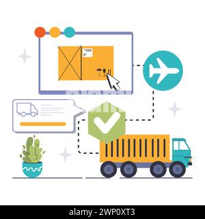 Supply Chain Optimization. Efficient logistics management visualized with real-time tracking and ...