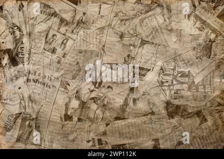 Newspaper old ancient grunge collage horizontal textured background ...