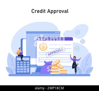 Credit Approval Process Illustration. The joyous moment of receiving ...