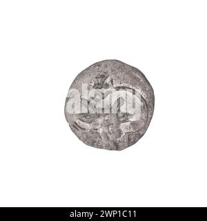15th-century Heller coin showing the Wołów coat of arms, an ox head ...