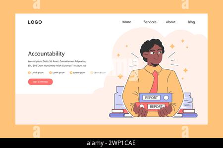 Accountability. Dedicated male employee holds reports, signifying ...