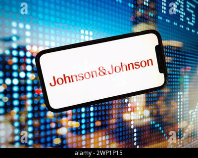 In this photo illustration, the Johnson&Johnson logo is seen displayed ...