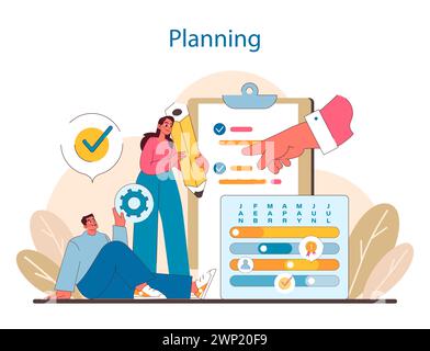 Planning phase in IT project management. Detailed depiction of ...