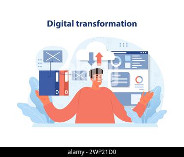 Digital Business transformation. A visionary leader orchestrates the ...
