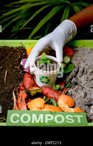 the women ready to Compost and composted soil cycle as a composting ...