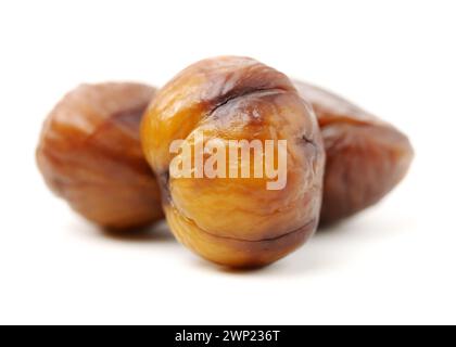 chinese food, peeled roasted chestnut on white background Stock Photo ...