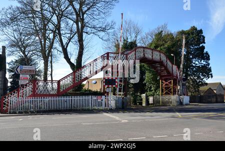 The listed railway footbridge over the level crossing in Oakham ...