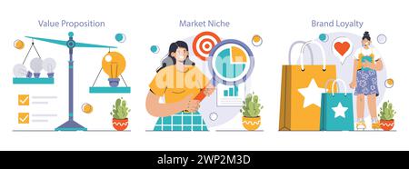 Competitive advantage set. Advertising and marketing business strategy ...