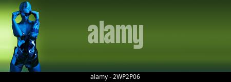 peculiar woman in robotic attire with sci fi sunglasses posing in ...