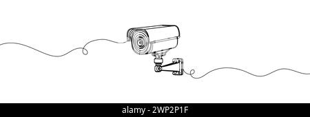 Continuous one line drawing of CCTV camera. Vector illustration Stock ...