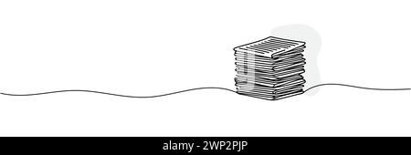 One line drawing of a stack of news newspapers. Vector illustration ...