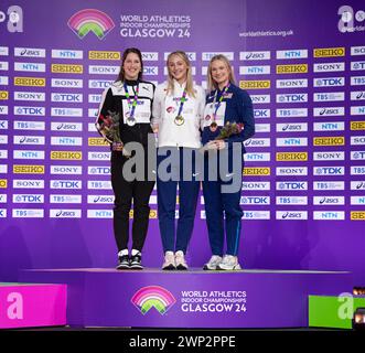 Molly Caudery of Great Britain gold medal ceremony in the Pole Vault ...