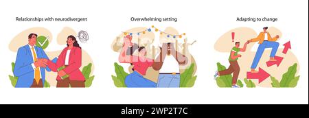 Neurodivergent relationships set. Capturing connection, sensory ...