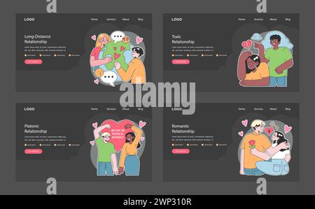 Relationships set. Diverse interpersonal romantic dynamics between ...